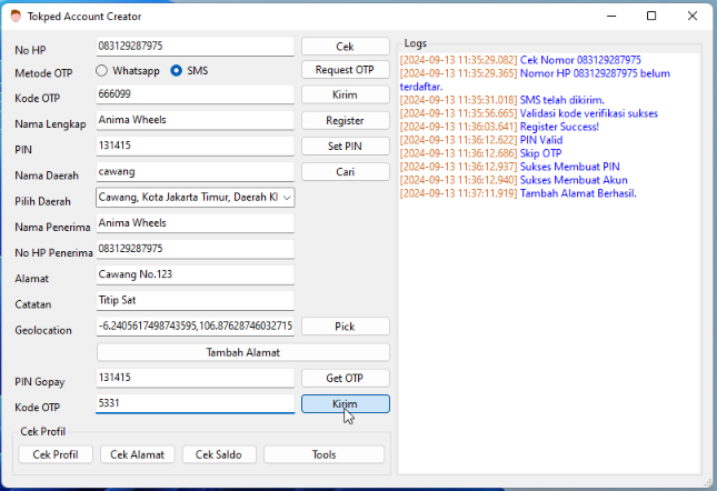 Bot Tokped Account Creator - AnimaWheels